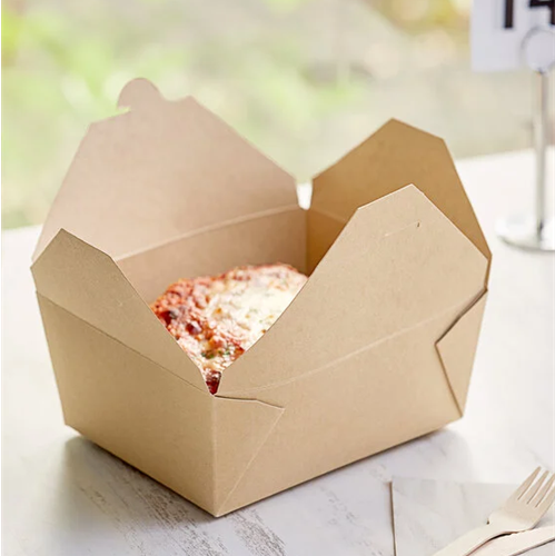 Kraft Microwavable Folded Paper #4 Take-Out Container 7 3/4" x 5 1/2" x ...